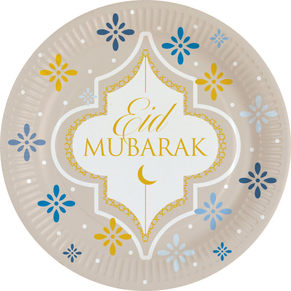 Shop Now Eid Ramadan Round Paper Plates 9in, 8pcs - Party Centre